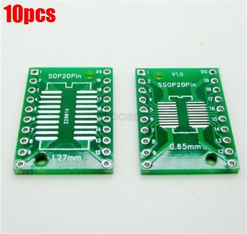 10Pcs SOP20 SSOP20 TSSOP20 To DIP20 Pitch 0.65/1.27MM Adapter Pcb Board ...