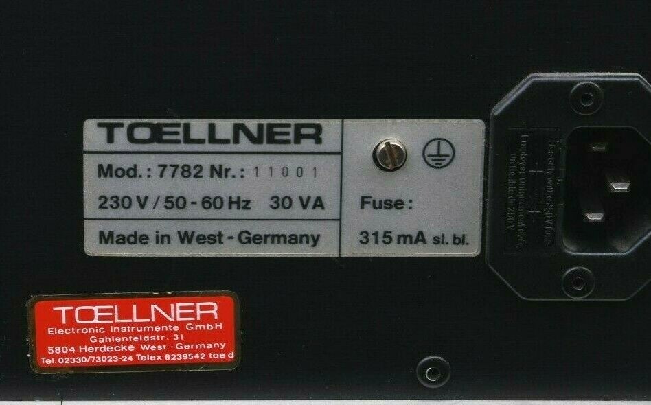 Toellner TOE 7706 Funktionsgenerator 7782 230V 50/60Hz 30VA Generator ...