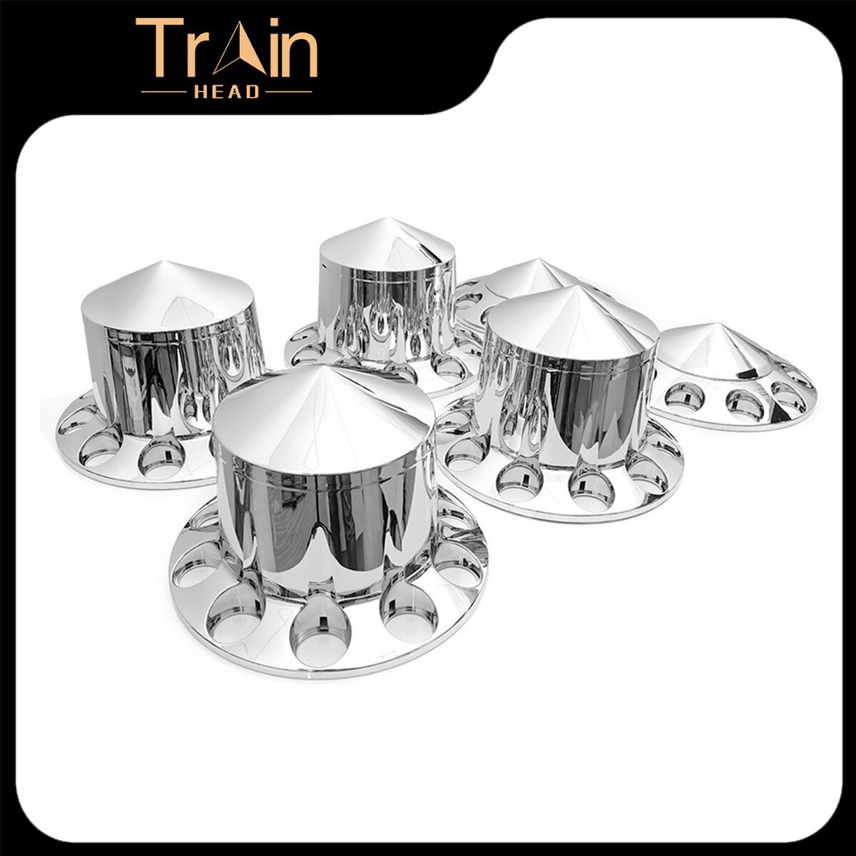 Semi Truck Front & Rear Chrome Hub Cover Kit 33mm Wheel Axle Covers ...