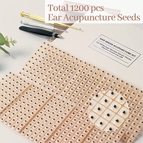 1200Pcs Ear Seeds Acupuncture Kit Auricular Sticker Kit with Ears Seed ...