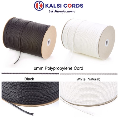 2MM THIN POLYPROPYLENE ROPE BRAIDED POLY CORD STRONG STRING IN BLACK ...