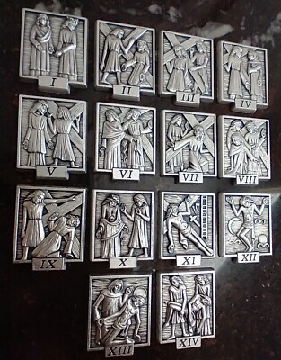 Catholic Lot 14 Stations of the Cross Tokens SilverTone Small ~1 ...