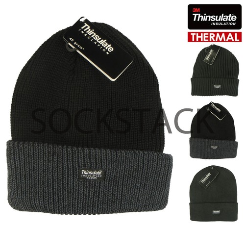 Men's Ultimate Black Thermal Beanie Hat, 3M Thinsulate Beanies Hats, 2.9 TOG | eBay