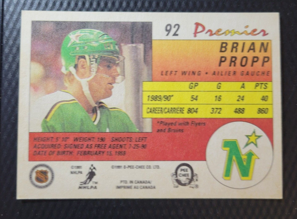 1990-91 O-Pee-Chee Premier BRIAN PROPP Minnesota North Stars Hockey NHL ...