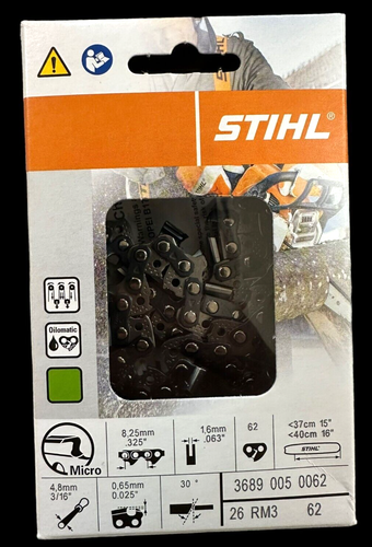 Stihl 3689 005 0062 Chainsaw chain 26RM3 62 .325" Pitch, .063" Gauge ...