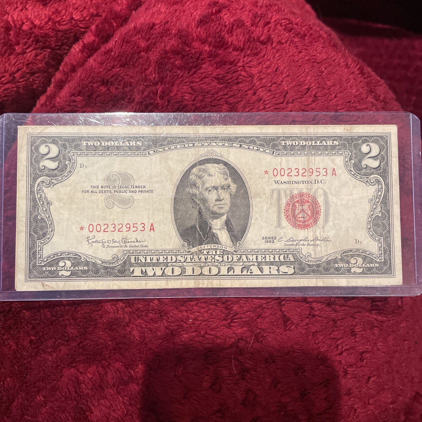 1963 $2.00 TWO DOLLAR RED SEAL STAR NOTE LOW SERIAL NUMBER | eBay