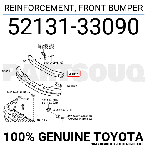 5213133090 Genuine Toyota REINFORCEMENT, FRONT BUMPER 52131-33090 | eBay