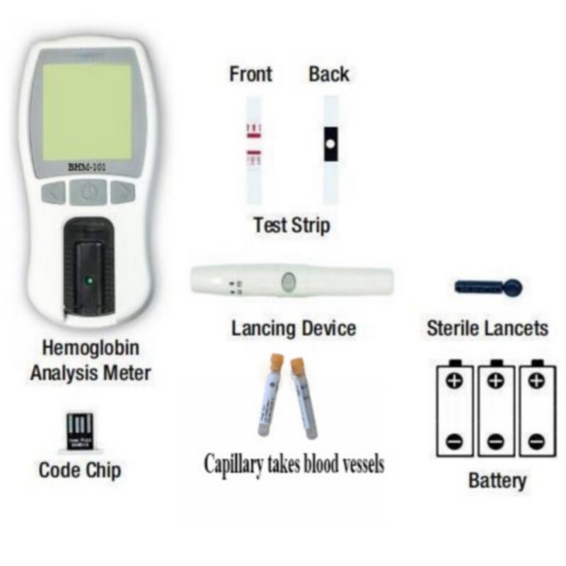 Hemoglobin Meter Hemoglobin Test Meter Kit Anemia Monitor Analyzer + 75 ...
