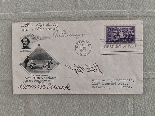 Joe DiMaggio Connie Mack Carl Hubbell PSADNA Authentic Autograph First ...