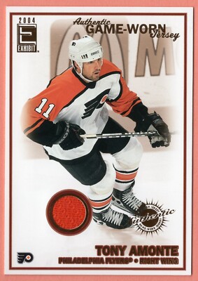 2003-04 PACIFIC EXHIBIT #211 TONY AMONTE GAME USED JERSEY #ED /750 ...