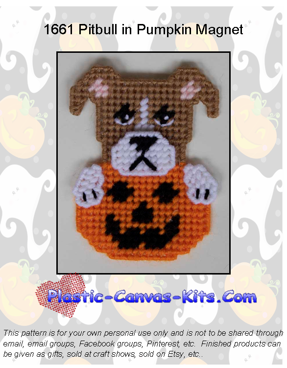 Halloween Pitbull and Pumpkin Magnet-Plastic Canvas Pattern or Kit | eBay