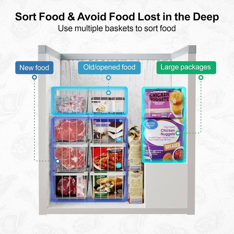 Chest Freezer Organizer - 4 Pack Stackable Freezer Organizer Bins for ...
