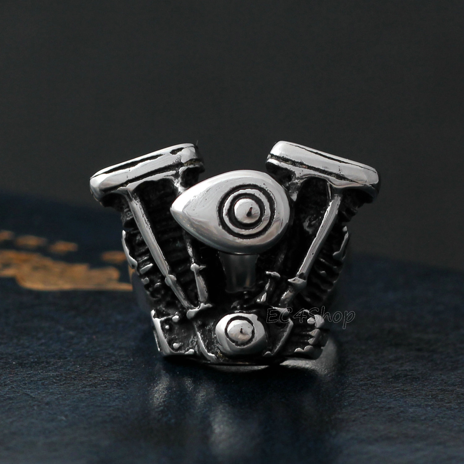 Mens Retro V2 V-twin Engine Chopper 316L Stainless Steel Motorcycle ...