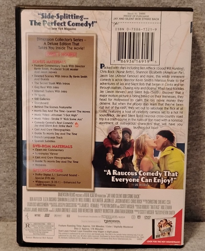 (DIMENSION) JAY AND SILENT BOB STRIKE BACK COLLECTOR'S SERIES R1 DVD ...