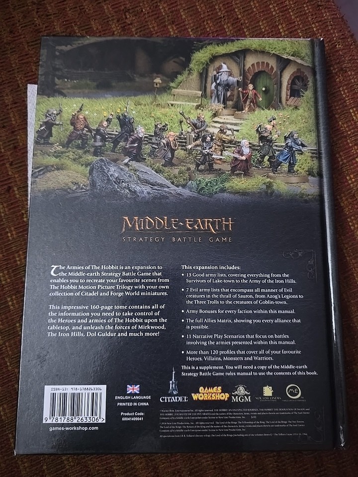 Middle Earth Armies Of The Hobbit Book The Hobbit Hardcover Games ...