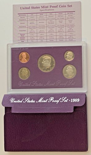 1989 S PROOF Set - Original Box with COA - US Mint - 5 Coin Set ...