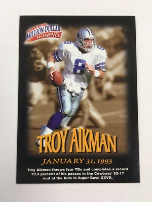 Troy Aikman 1997 Fleer Skybox NFL Football Million Dollar Moments #2 ...