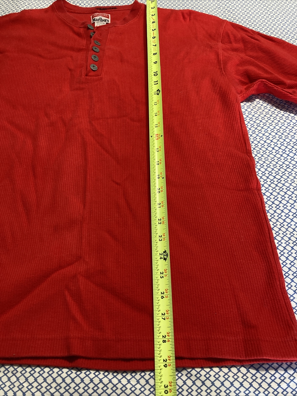 Marlboro Unlimited Red Thermal Henley Shirt Men's L L… - Gem