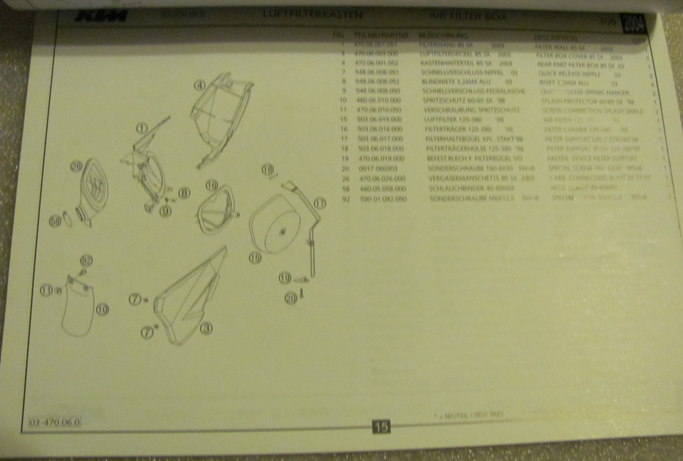 2004 KTM 105 SX Motorcycle Chassis & Engine Spare Parts Manual Book ...