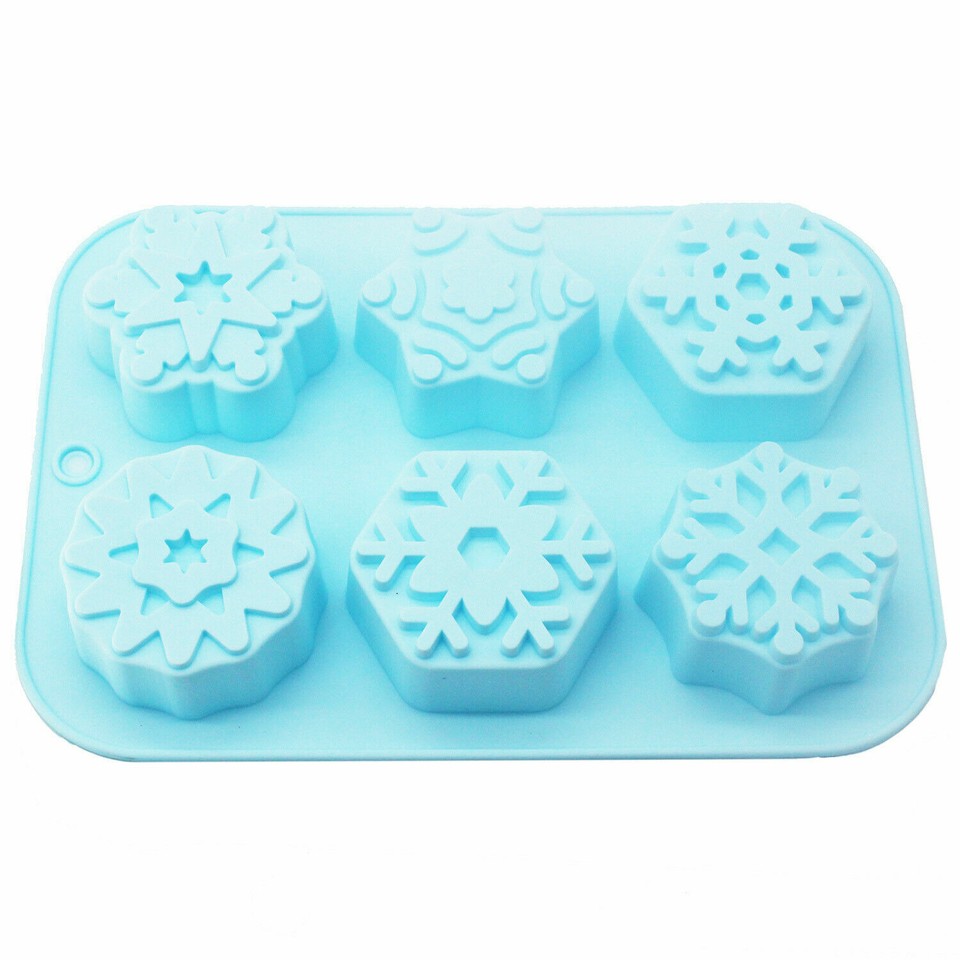 6-Cavity Snowflake Silicone Soap Mold Jello Ice Cream Chocolate Making ...