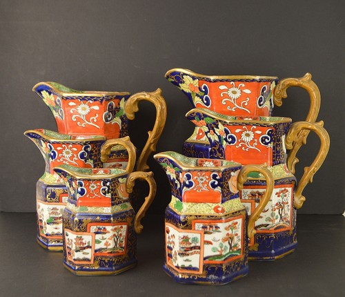 A Very Rare Set Of 6 Graduated Mason's Ironstone Antique Jugs Circa ...