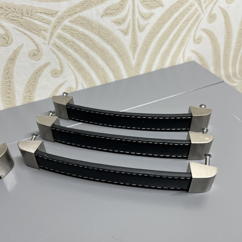 Black Handles 17.5cm Handle Leather Handle Suitcase Leather Drawer Pull ...