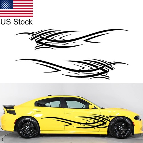 2PCS 94'' Black Fire Flame Blaze Graphic Car Side Door Fender Decals ...
