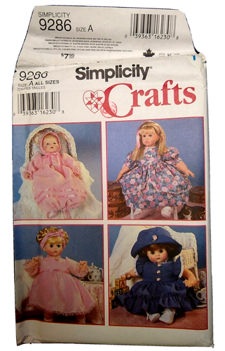 Simplicity 9286 Doll Clothes for 12 to 22 Inch Dolls Sewing Pattern New ...