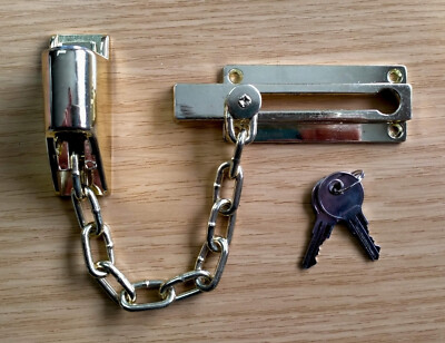 Locking Door Chain with Key Security and Fittings | eBay UK