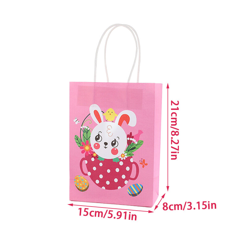 4pcs Easter Bunny Gift Bags Kraft Paper Cookies Candy Bags Happy Easter ...