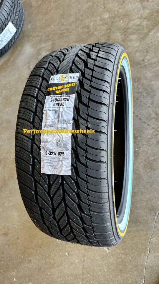 245/40-20 99V XL Vogue Custom Built Radial VIII GOLD WHITE SIDEWALL 245 ...