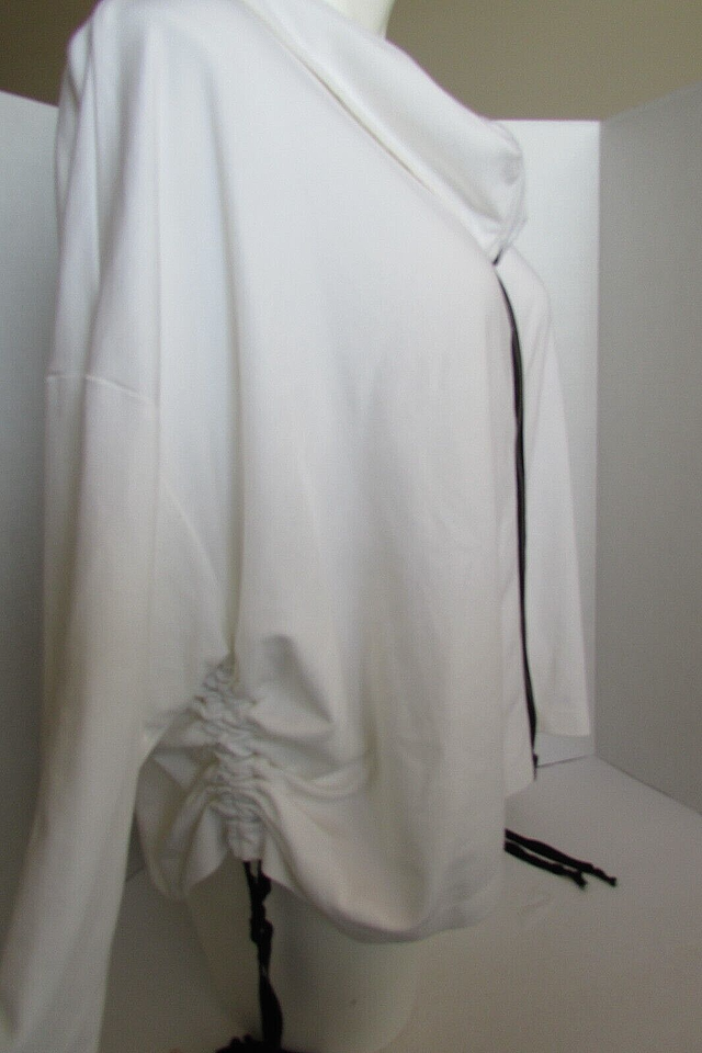 Bryn Walker Full Zip white/black knit raunched side Jacket-large-NWOT ...