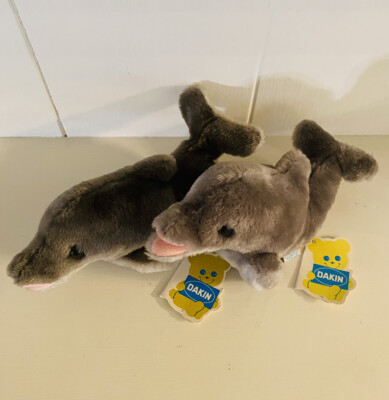 Set Of TWO Vintage Dakin Dipper Dolphin Plush 1979 Stuffed Toy Porpoise ...