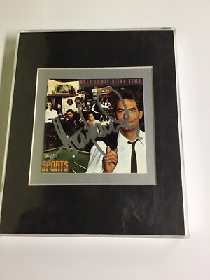 HUEY LEWIS FRAMED AND MATTED SPORTS CD COVER SIGNED IN SILVER AWESOME ...