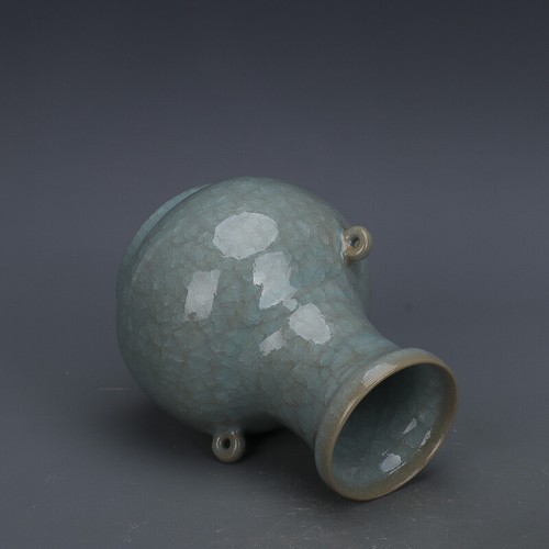 7.1" China Official Ware Ice Cracks Glaze Porcelain Double Line Flower ...