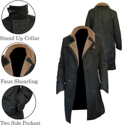 Mens Blade Runner 2049 Ryan Gosling Long Black Coat Officer K Trench ...