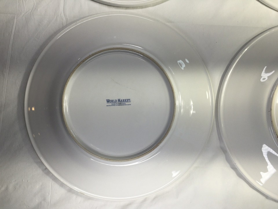 World Market Nantucket White Small-Bead Dinner Plates 11.25" Wide Lot ...