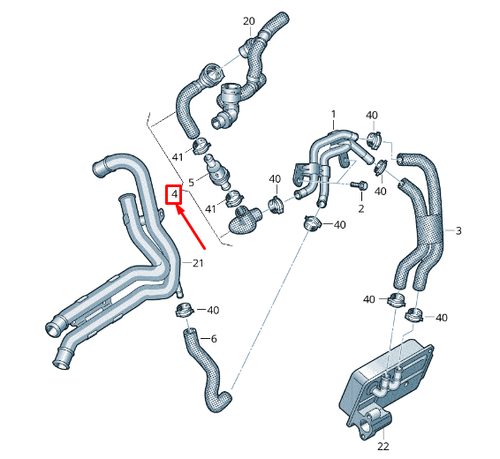 AUDI A4 Avant B9 Coolant Hose With Coolant Regulator 8W0122449N NEW ...