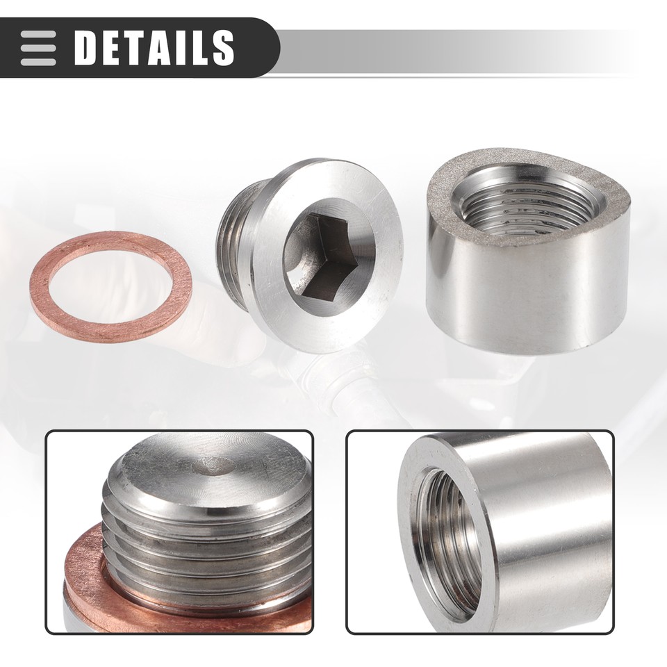2 Set O2 Oxygen Sensor Bung M18 x 1.5 Thread Exhaust Weld in Bung with ...