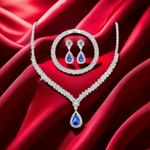 Silver Prom Jewelry Sets for Women Elegant Silver Crystal Wedding ...