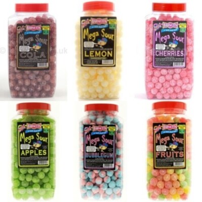Mega Sour Sweets Sour Flavour Barnetts Balls Apple Cola Assorted ...