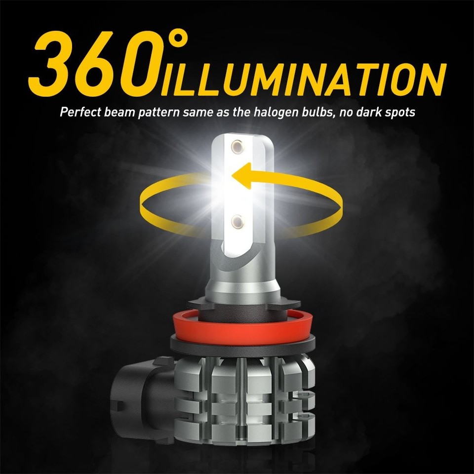AUXITO 6500K Cool White H11 H8 H16 LED Fog Light Bulbs 600% Brightness ...