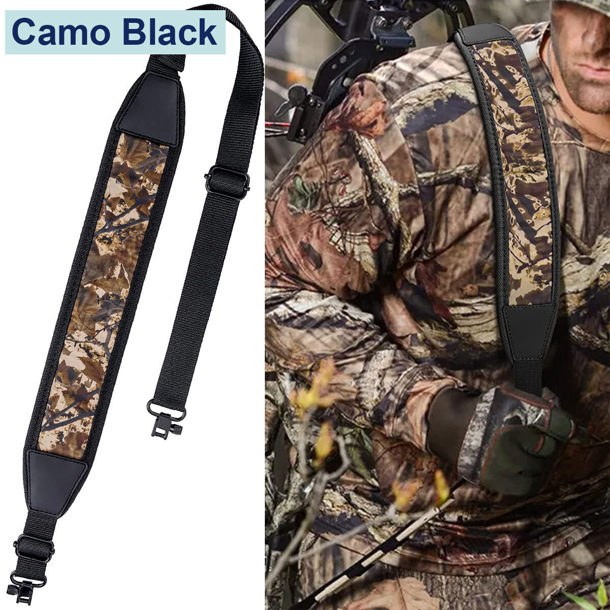 2-Point Camouflage Rifle Gun Sling Swivels + Adjustable Non-slip ...