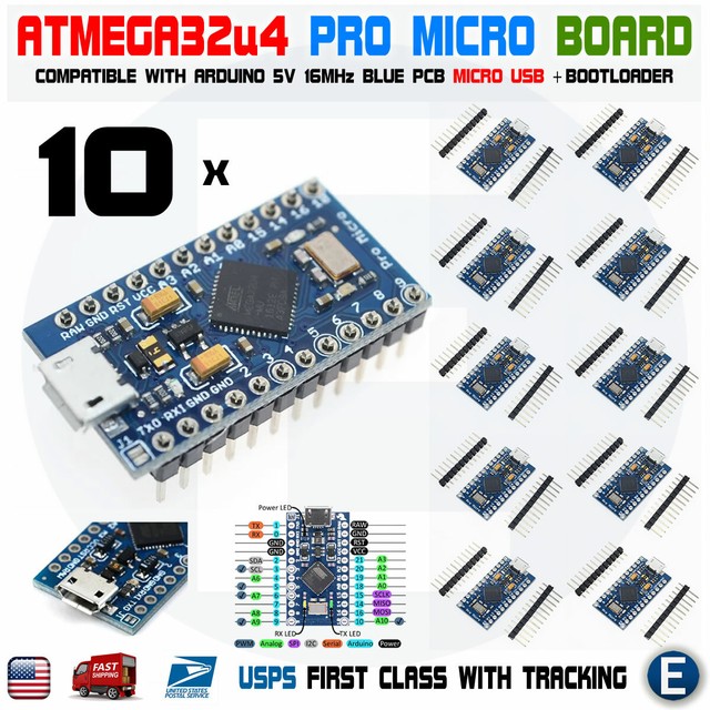 10pcs ATmega32U4 Pro Micro Controller Board for Arduino Pro Micro USB ...