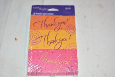 TENDER THOUGHTS BRAND 8 Pink Orange Note Cards w/Env THANK YOU New in ...