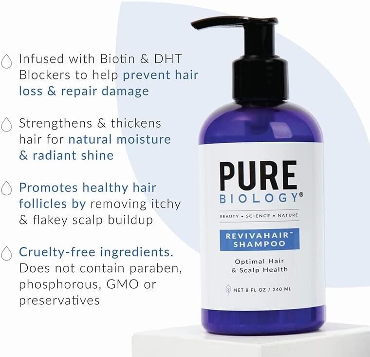 Pure Biology Premium RevivaHair Hair Growth Shampoo Biotin Shampoo 8oz ...