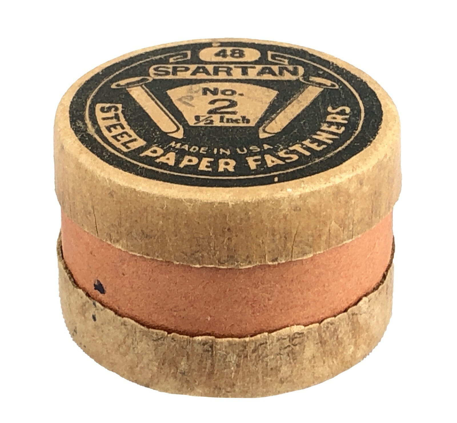 Vintage Round Paper Box Spartan Steel Paper Fasteners No. 2 1930s Nice ...