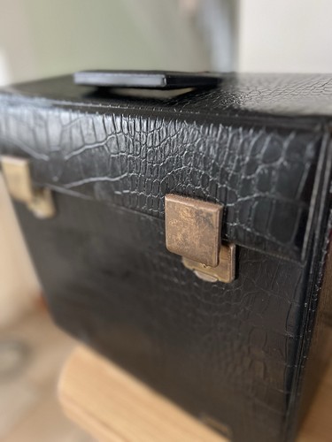 Vintage Black Faux Crocodile Snake Skin Vinyl Record Storage Case Box ...