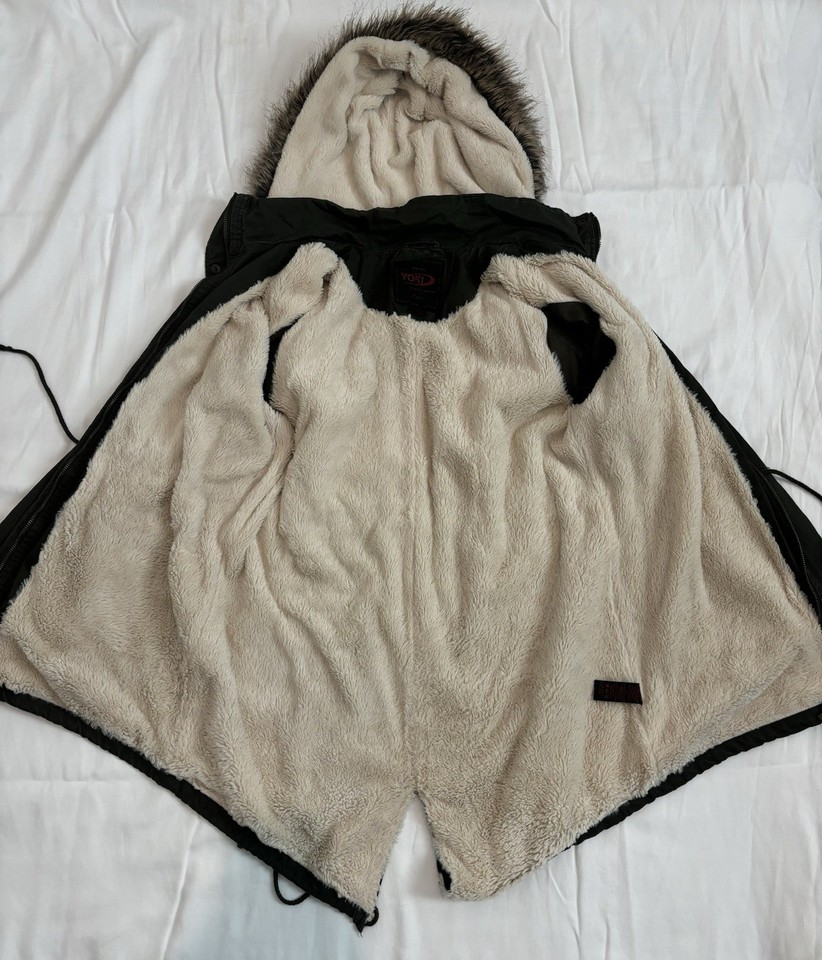 YOKI New York Women’s Fur Lined Hood Sherpa Coat Jacket Olive Green ...
