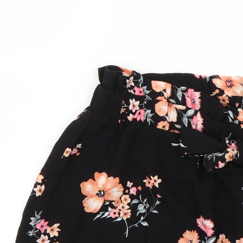 Divided Womens Black Floral 100% Viscose Cut-Off Shorts Size 8 L3in ...